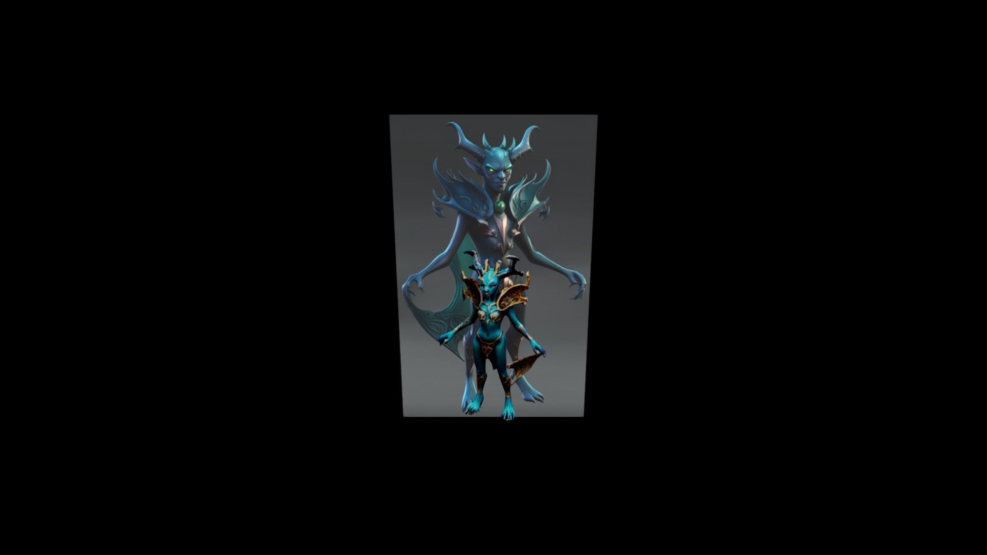 "Creepy Blue Creature with Green Eyes" A dark - Download Free 3D model ...