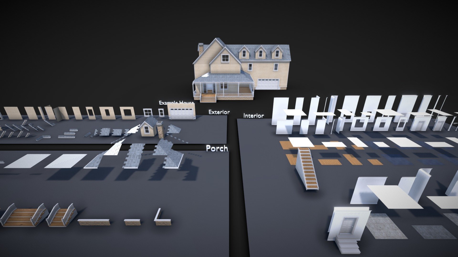 Modular Suburban House | Interior & Exterior - Buy Royalty Free 3D ...