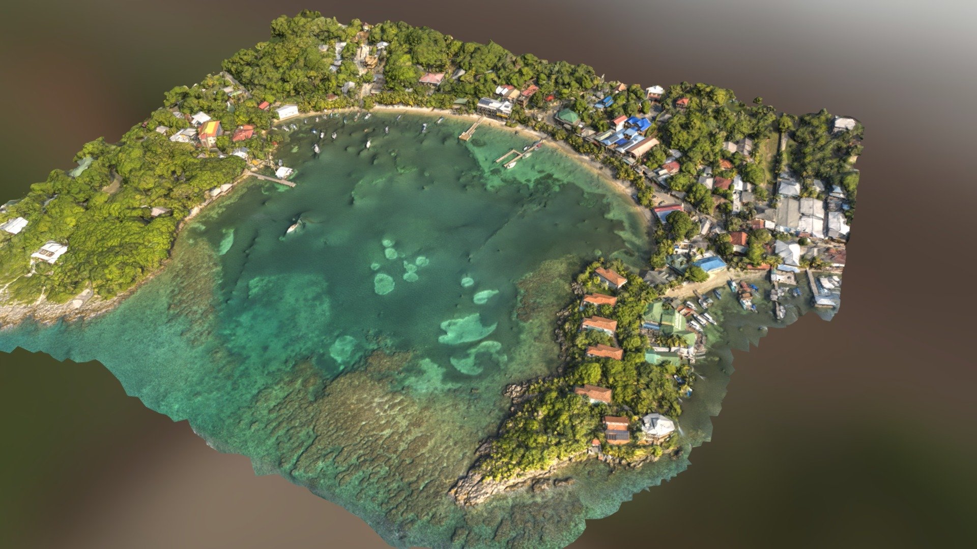 Half Moon Bay, Roatan, Honduras, Aerial View - Buy Royalty Free 3D ...