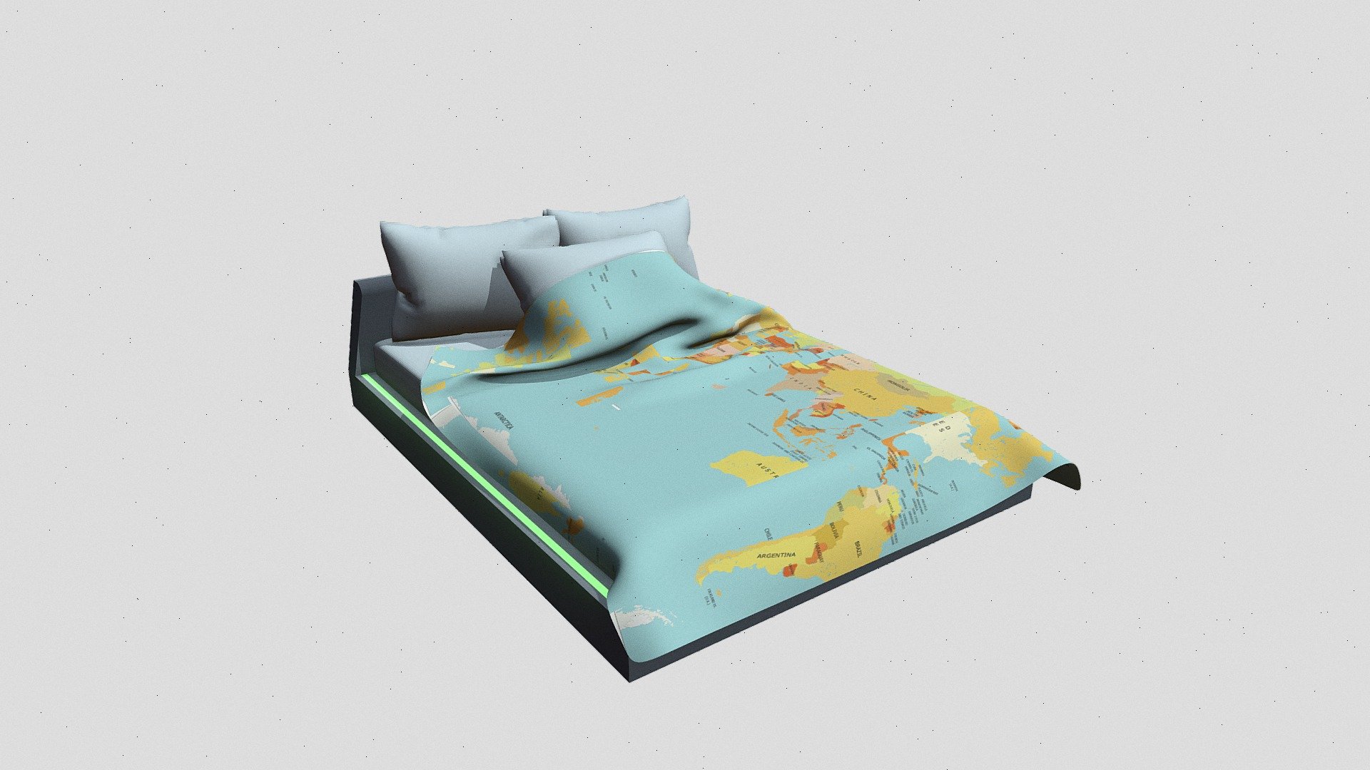 World map bed - Download Free 3D model by andertan [194a2bb] - Sketchfab