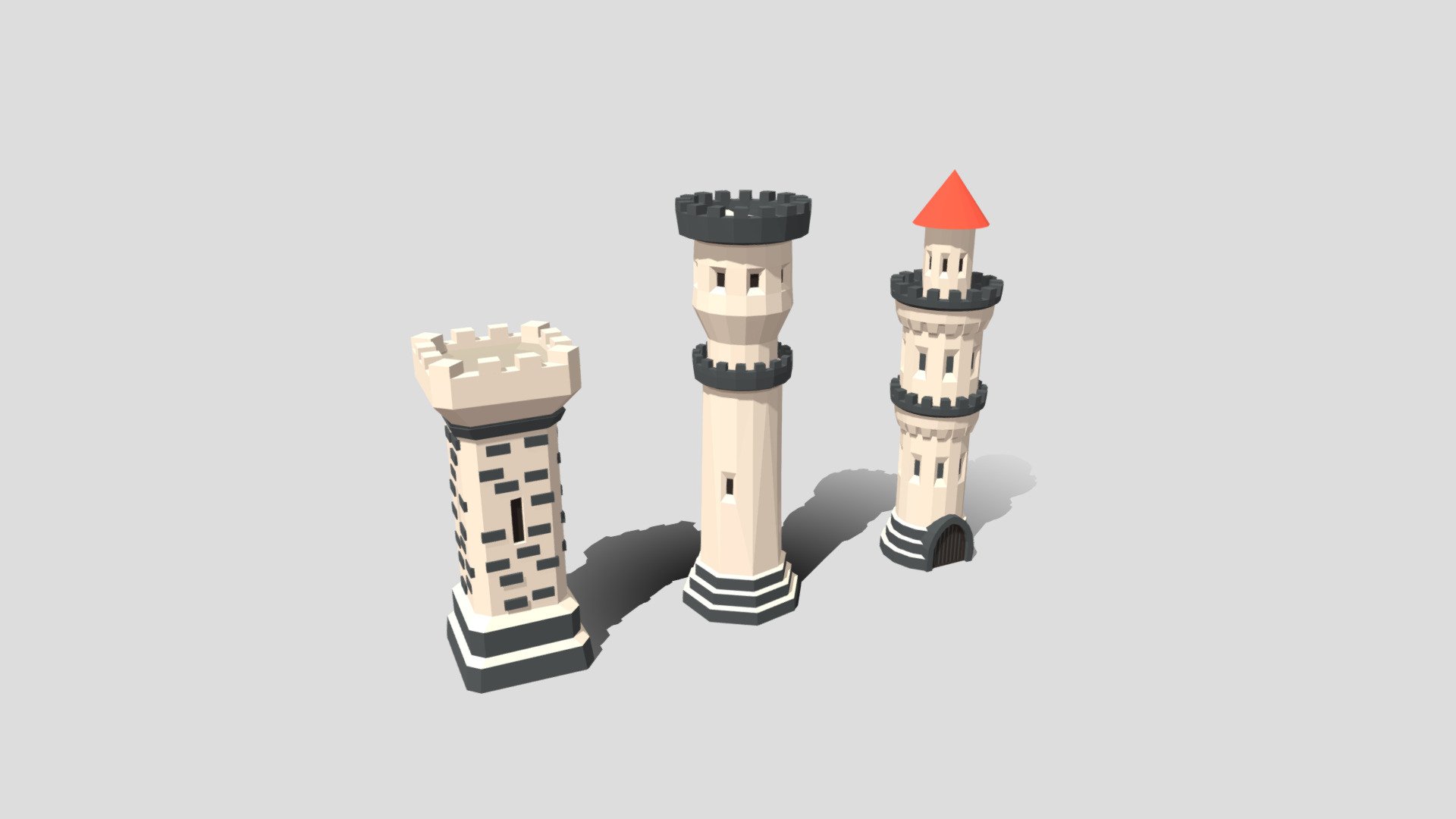 Low poly medieval towers pack - Download Free 3D model by assetfactory ...