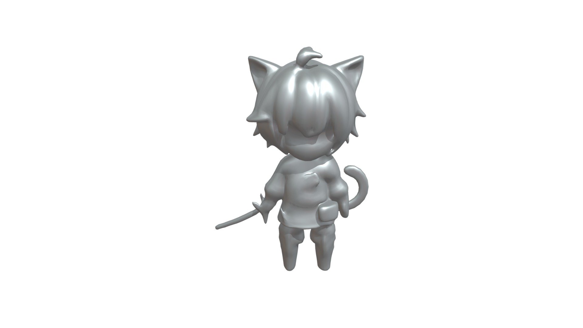 Cat-eared chibi knight with sword - 3D model by MakiMaki.AI [194e099 ...