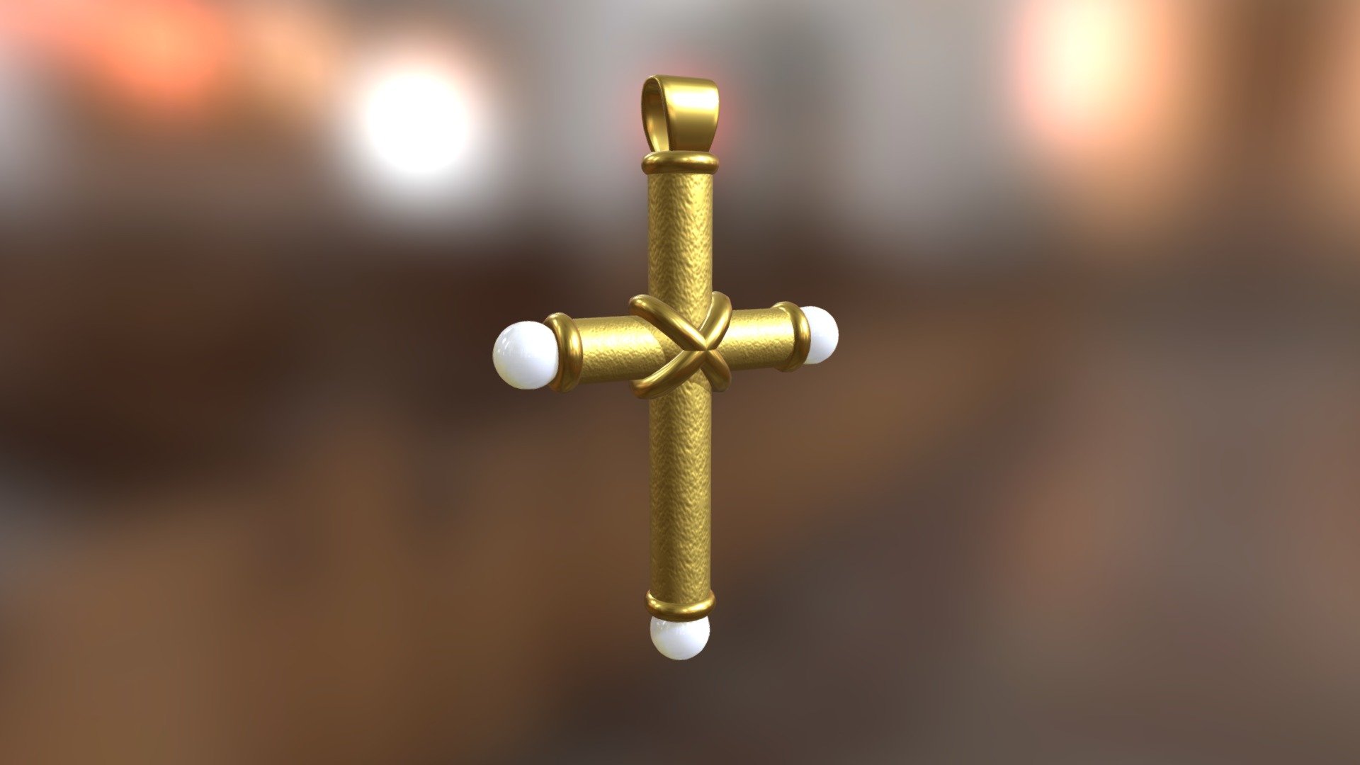 Gold cross with pearls - 3D model by hazmondo [19655e4] - Sketchfab