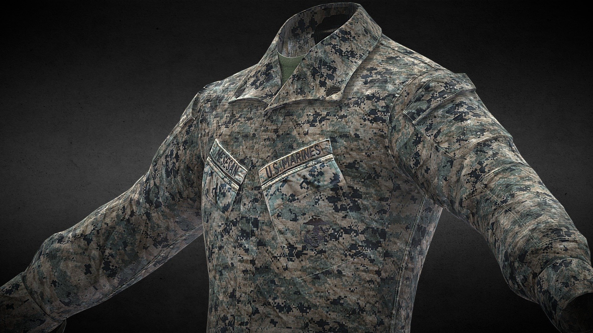 Marine Corps Utility Uniform Blouse - 3D model by Kevin Mesesan 3D ...