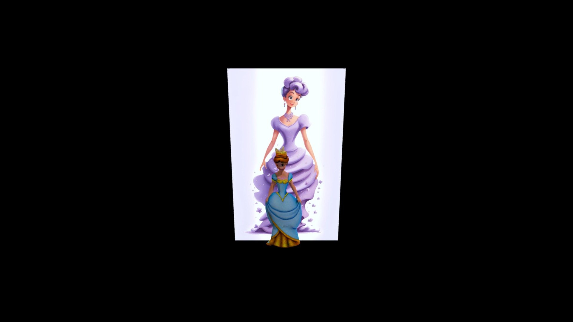 a of a cartoon of a woman in a purple dress, a - Download Free 3D model ...