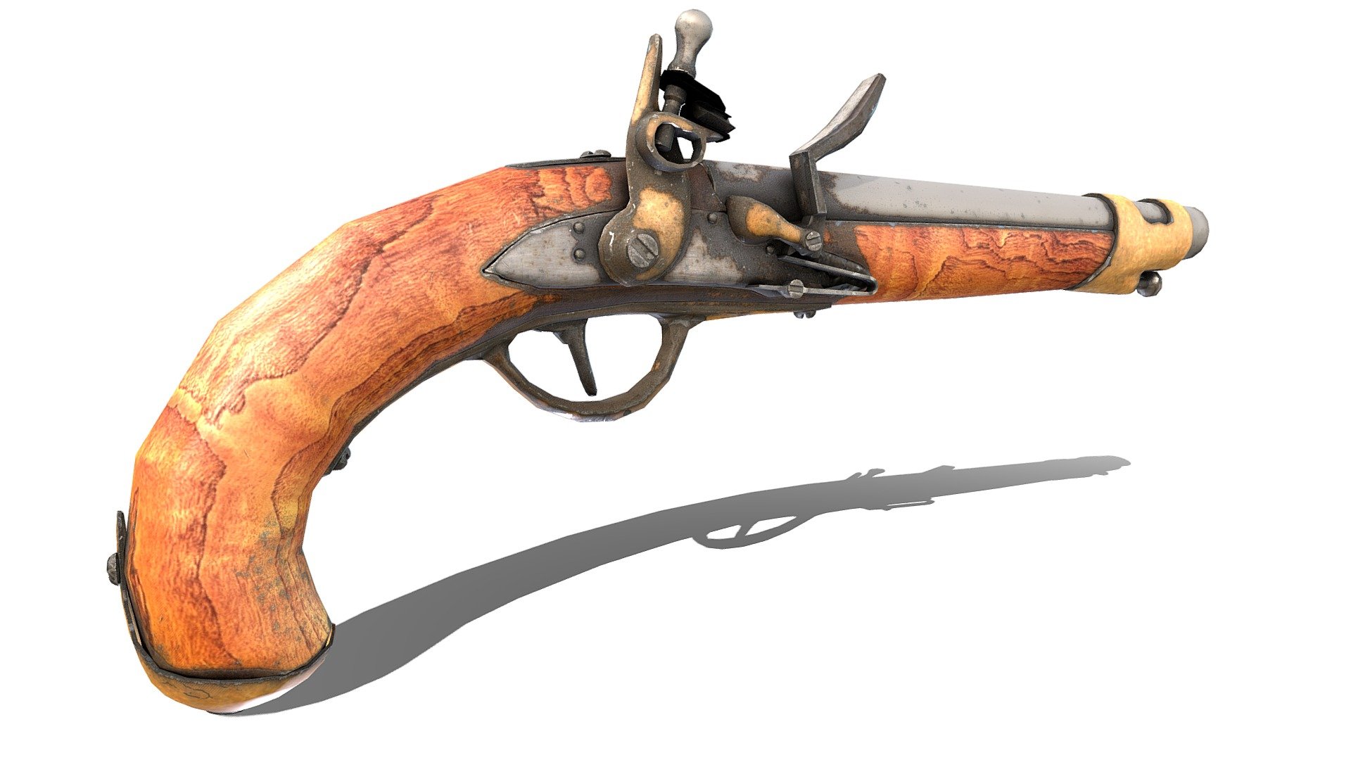 Old Antique Flint-lock Pistol / Musket / Gun - Buy Royalty Free 3D ...