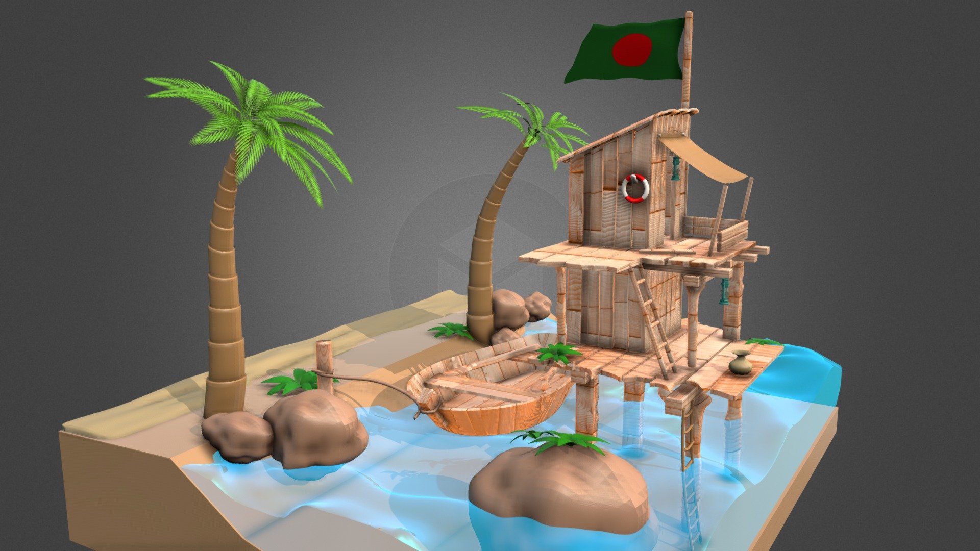 Sea Hut - Download Free 3D model by Md.Faruk [198cb12] - Sketchfab