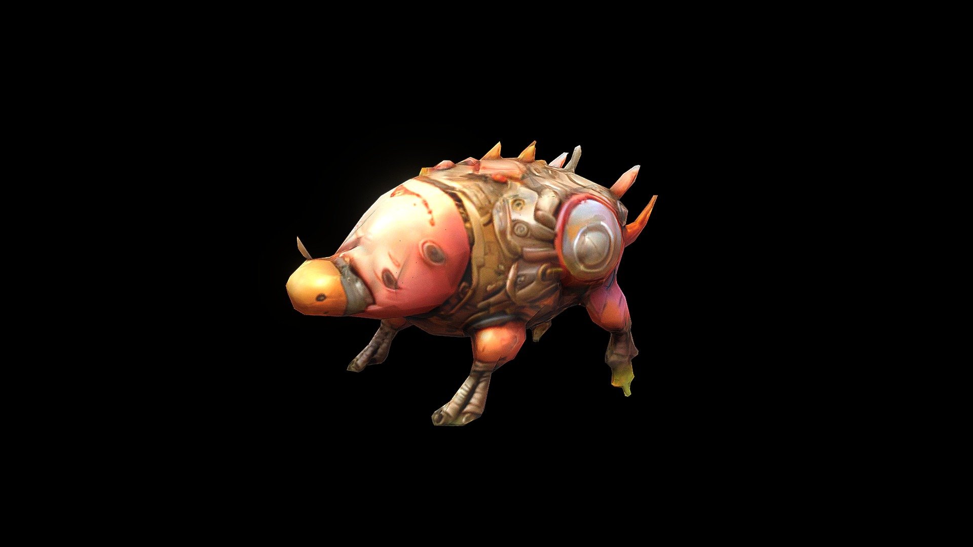a painting of a pig with a shield on its back - Download Free 3D model ...