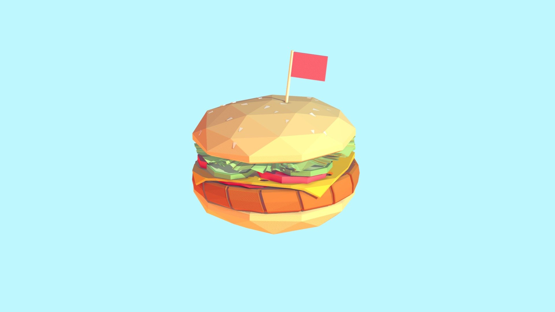 Cartoon Low Poly Paper Burger - 3D model by antonmoek [19ae10c] - Sketchfab