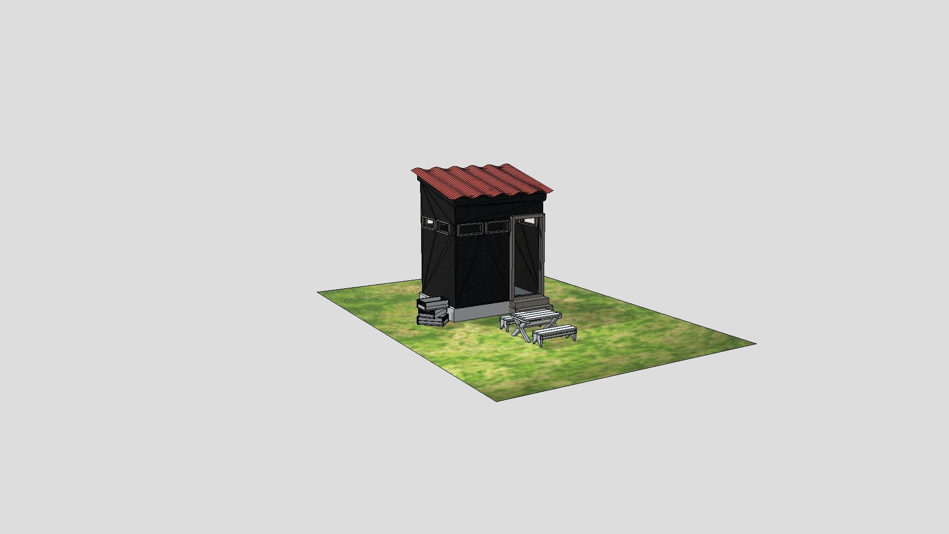 Props cabin with outdoor table - Download Free 3D model by pixelsquare ...
