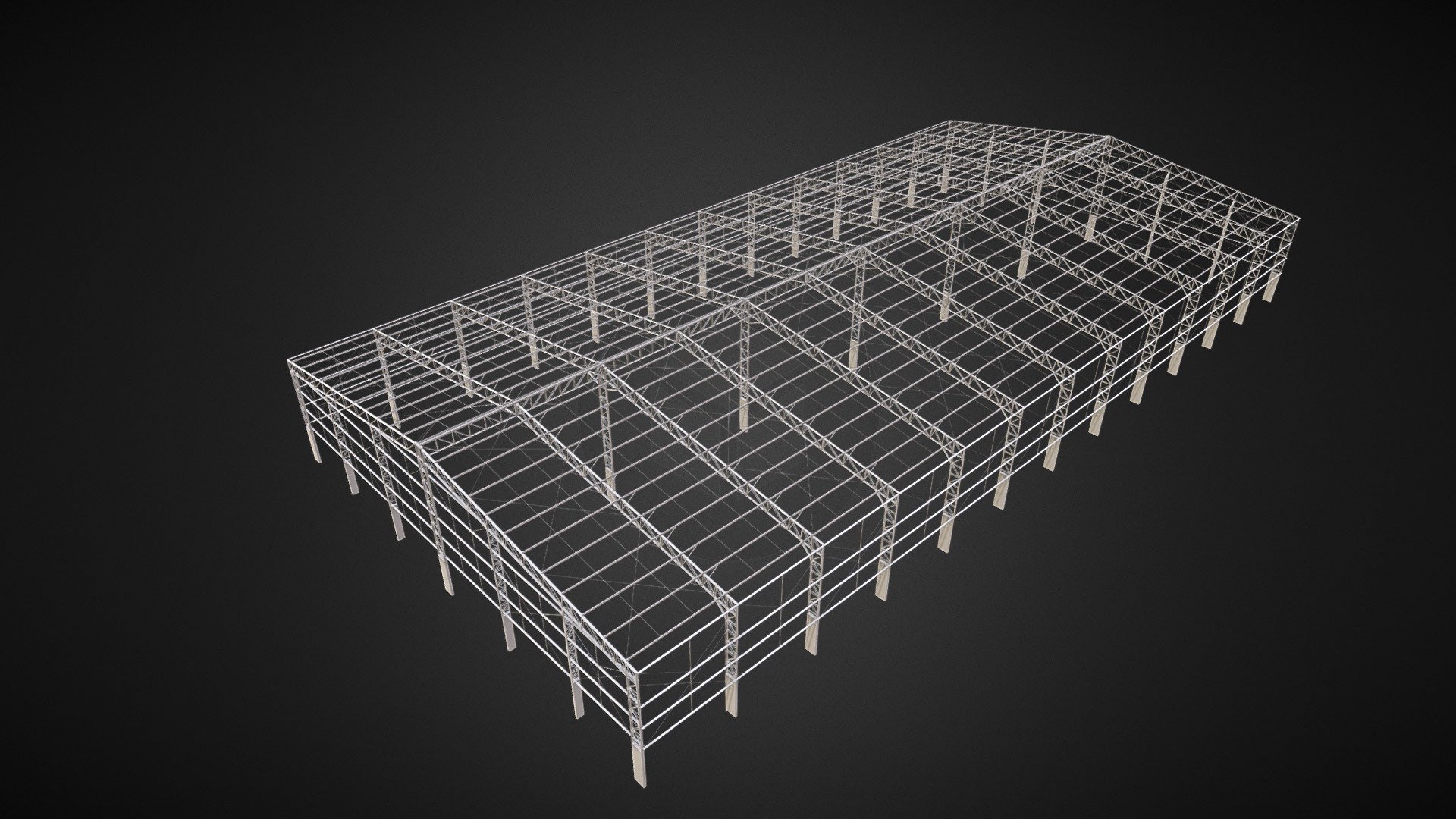 Galpão Vão 20m + 20m x 80m - Download Free 3D model by toledoebertolani [19c3ecc] - Sketchfab