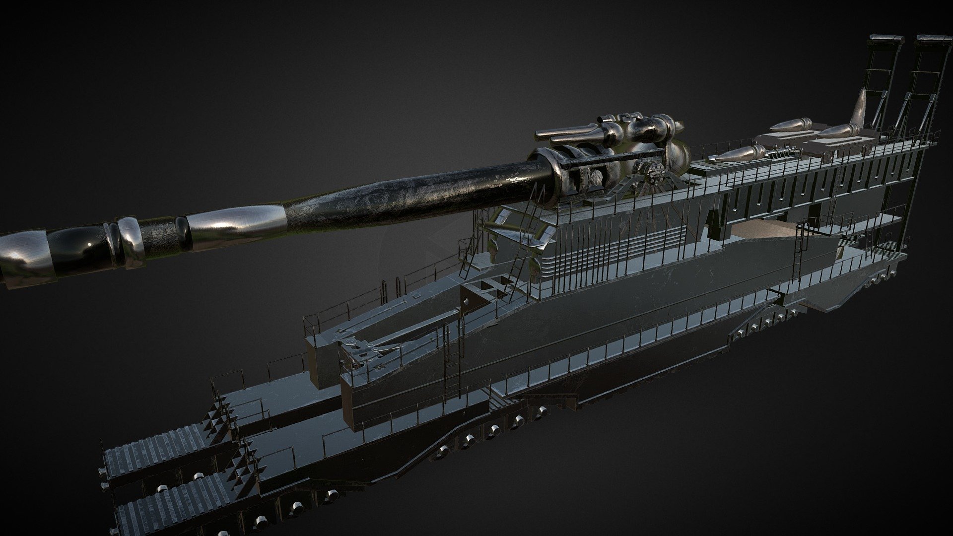 80cm列車砲 リーベ(Schwerer Liebe) - 3D model by Luvdelic (@Bsaalovedelic ...