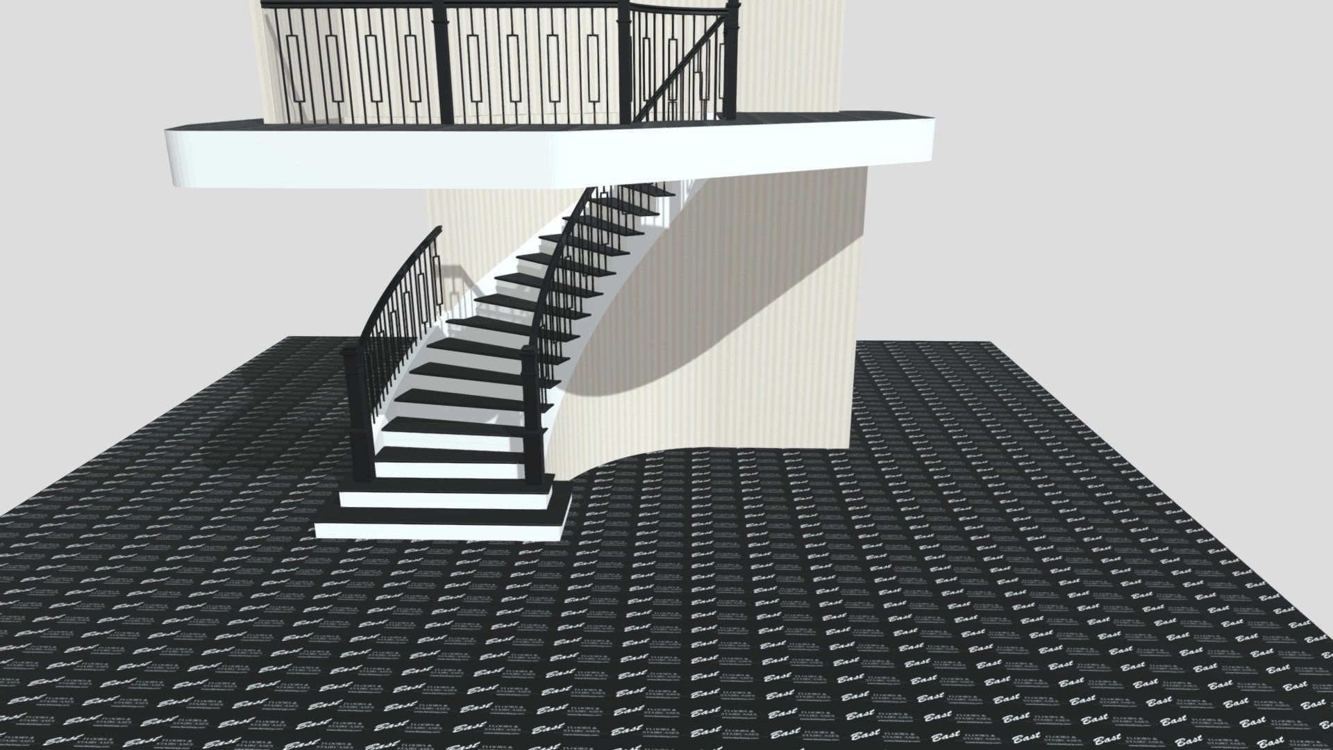 Box Tread w/ Iron baluster pattern - 3D model by Bast floors and ...