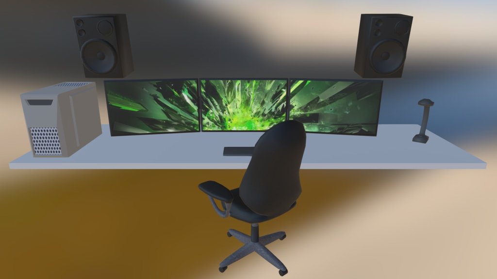 Low Poly PC Setup - 3D model by kzinnemers [19f0f3a] - Sketchfab