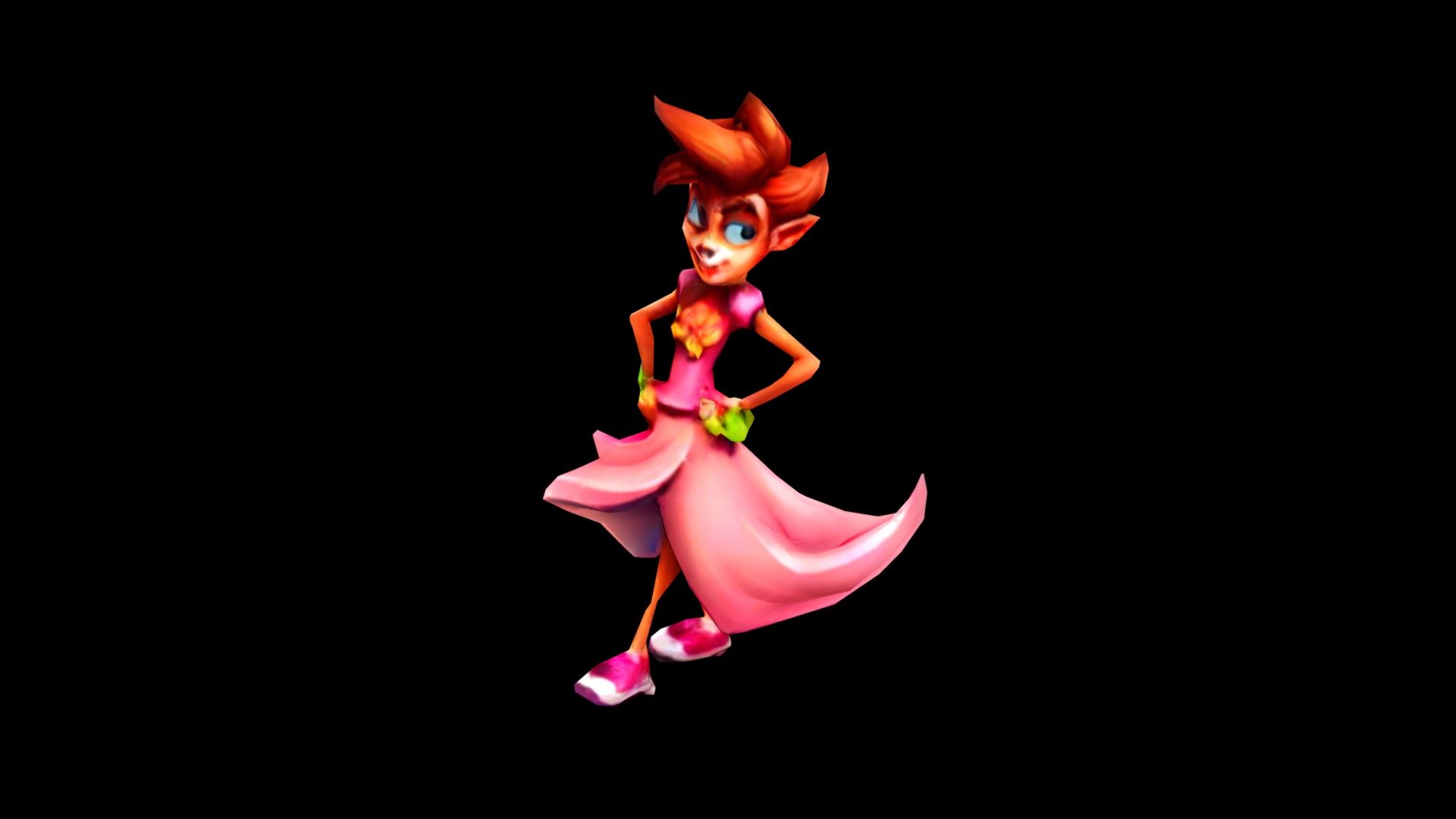 a cartoon character wearing a pink dress and - Download Free 3D model ...