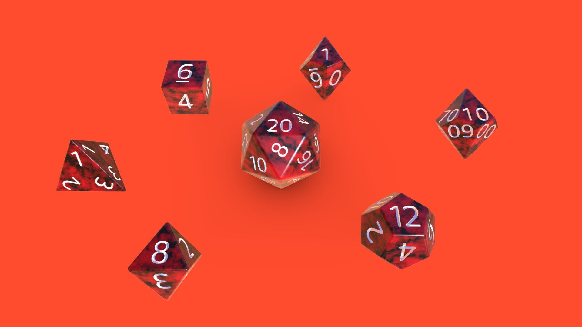 Red Marble Dice Set RPG - Buy Royalty Free 3D model by LaudoStudio ...