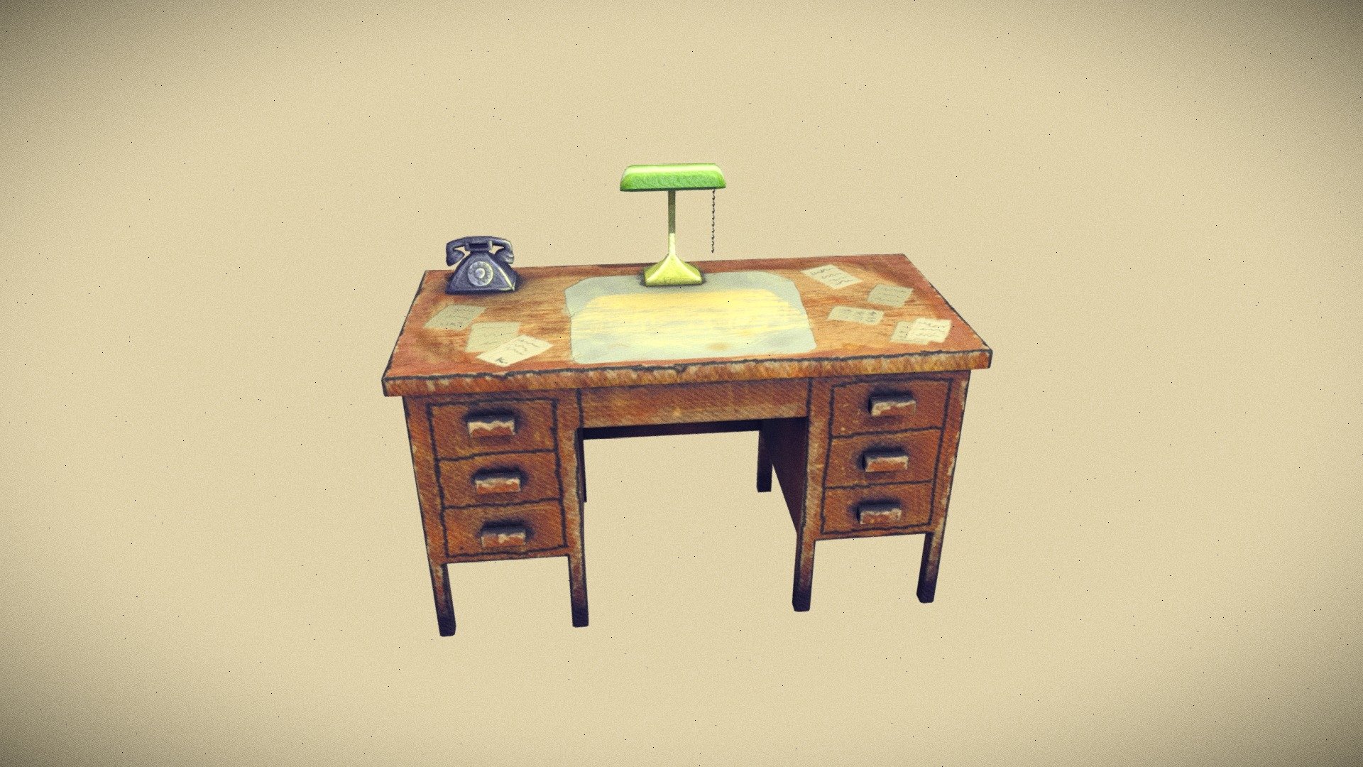 Oil Painted Desk (Office at Night) - 3D model by Alistair_UON ...