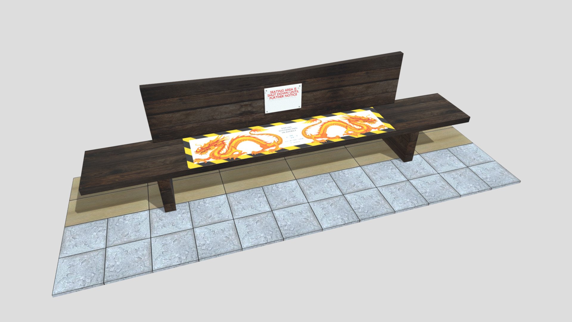 Bench with custom decal for Social Distancing - 3D model by Can West ...