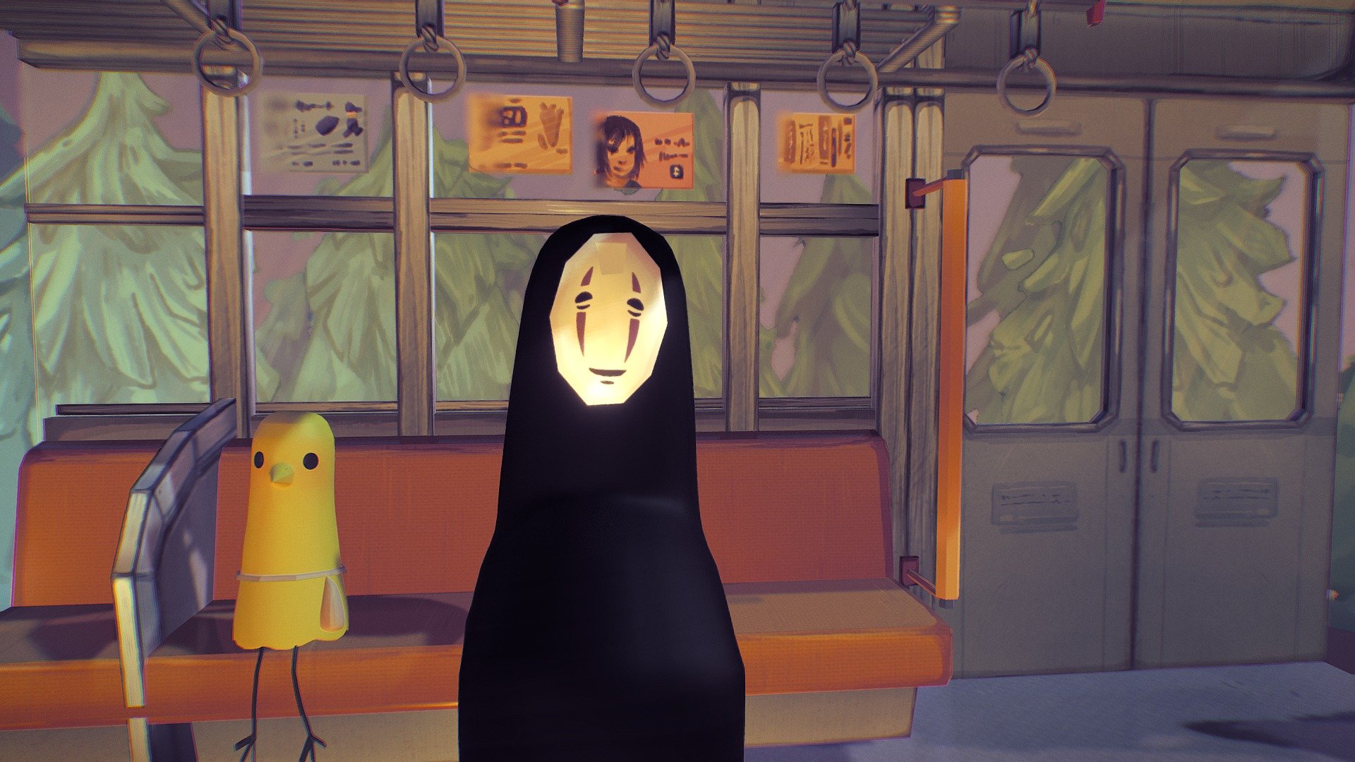 Goodnight Punpun and NoFace Train scene - 3D model by StrongerTea ...