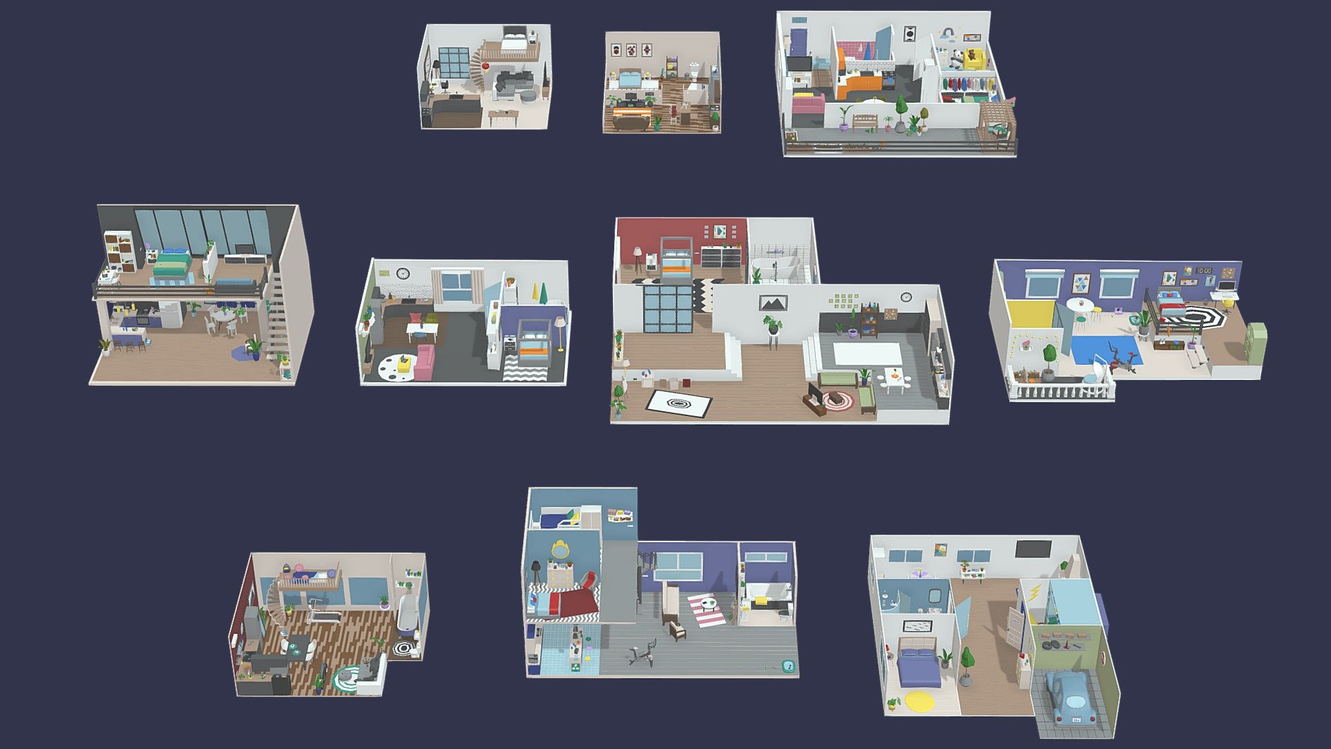 Low Poly Apartments Pack / Interiors - Buy Royalty Free 3D model by ...