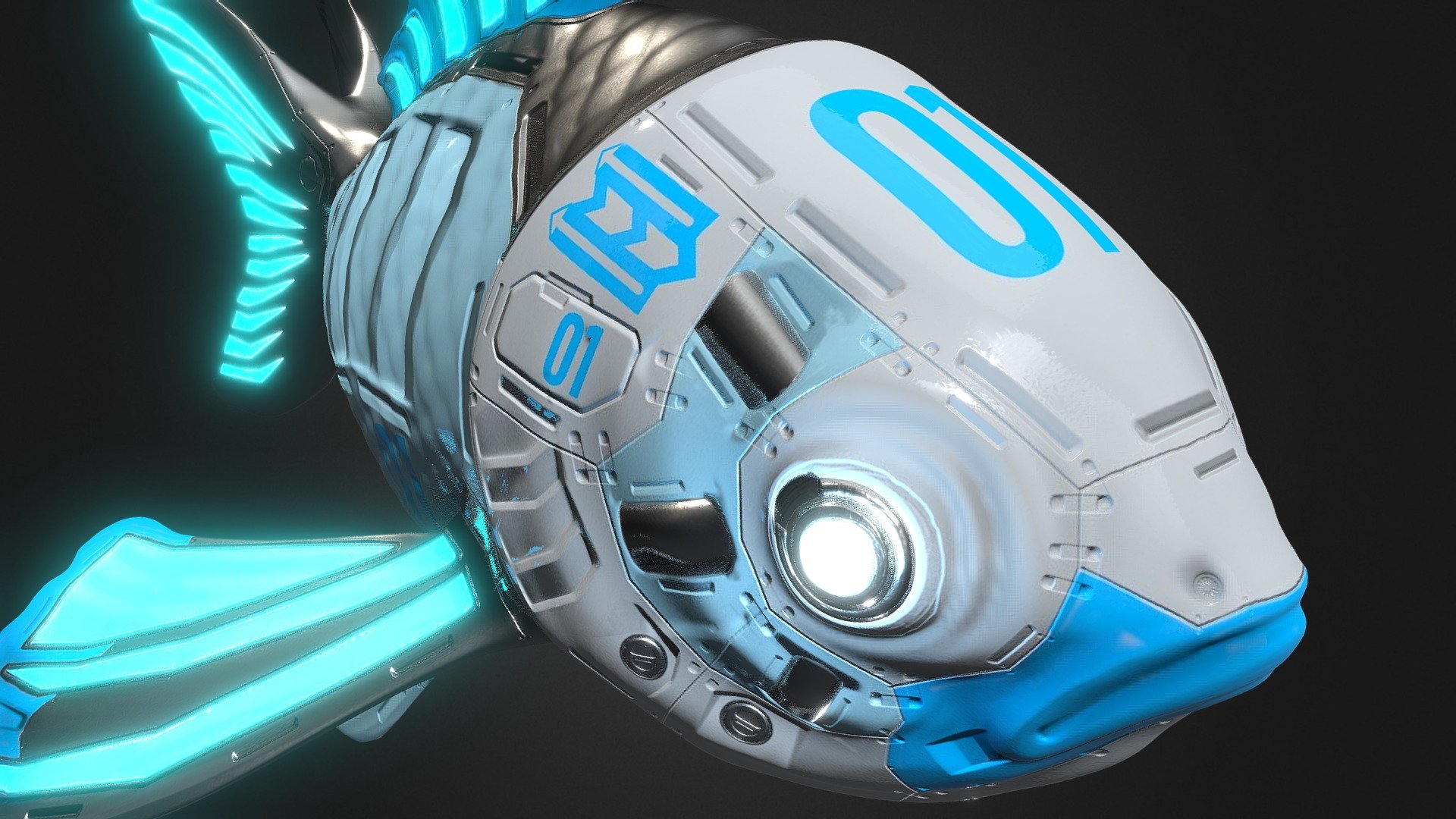 Cyber Fish #FishChallenge - 3D model by Kiisaku [1a71a5b] - Sketchfab