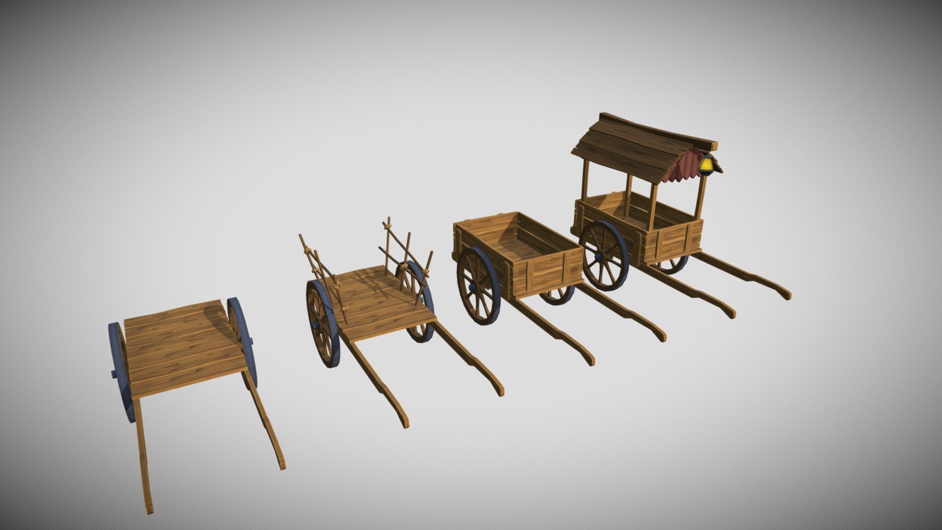 Stylized Low Poly Handpainted Cart (pack) - Buy Royalty Free 3D model ...