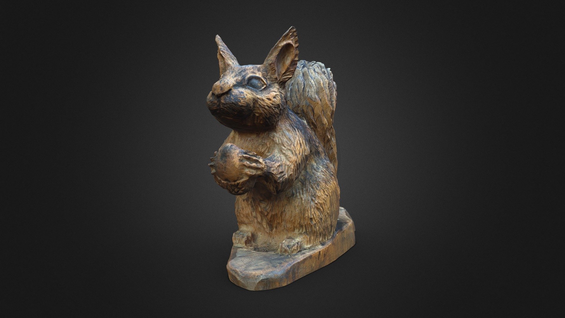 Carved Wooden Squirrel Holding a Nut - Buy Royalty Free 3D model by Arb ...