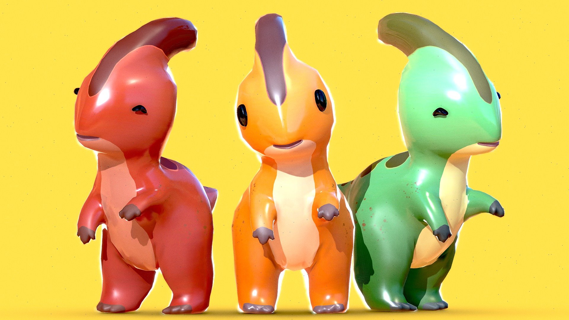 3D Cartoon Dinosaur Parasaurus - Buy Royalty Free 3D model by ...