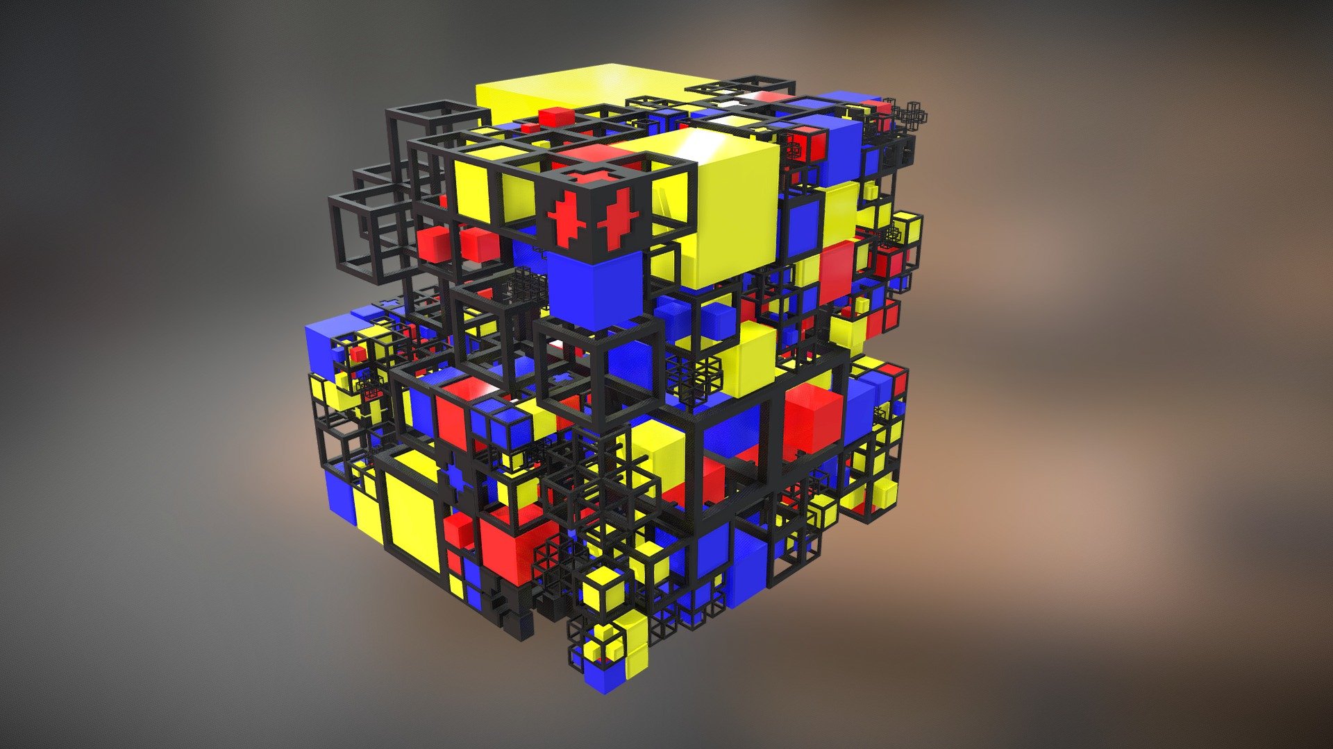 Incomplete Mondrian cube - Download Free 3D model by kronpano [1ab6f0f] - Sketchfab