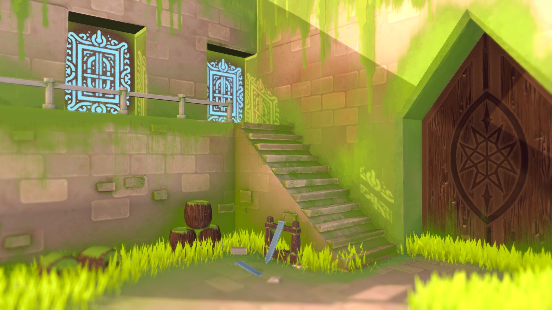 Low poly game level scene - Dungeon Overgrown - Buy Royalty Free 3D ...