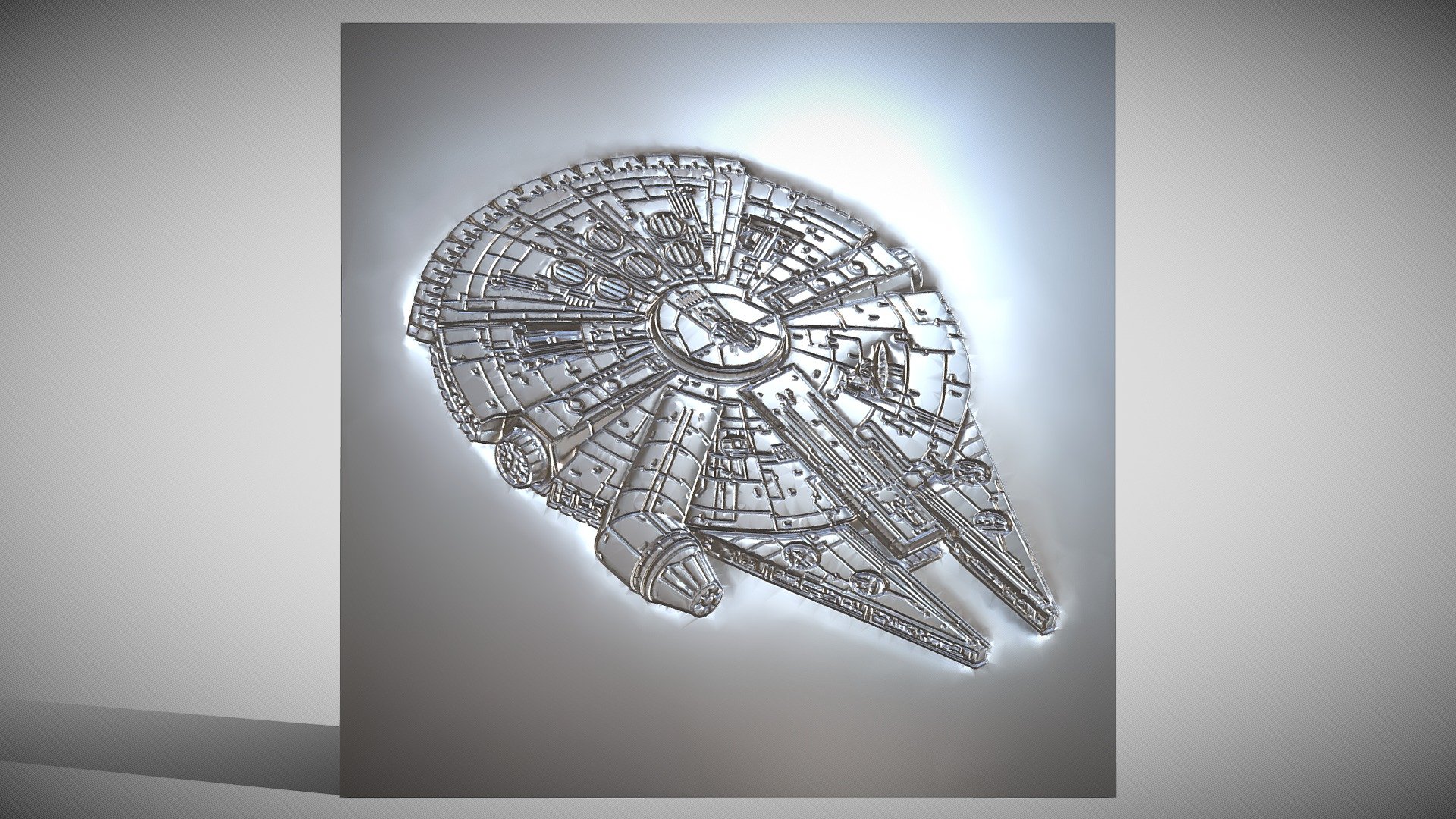 Bas relief Millennium Falcon 1 sculpture for CNC - 3D model by bonitum ...