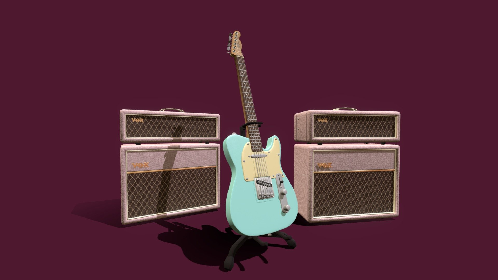 Fender Telecaster & Vox Amp. - Download Free 3D model by Animateria ...