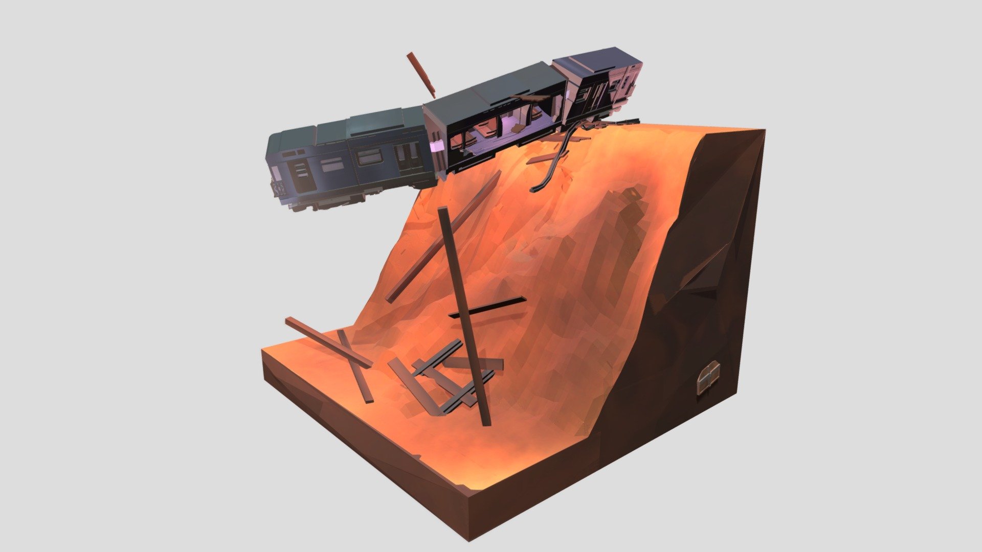 cube world Train wreck - 3D model by coootje [1ad31f8] - Sketchfab