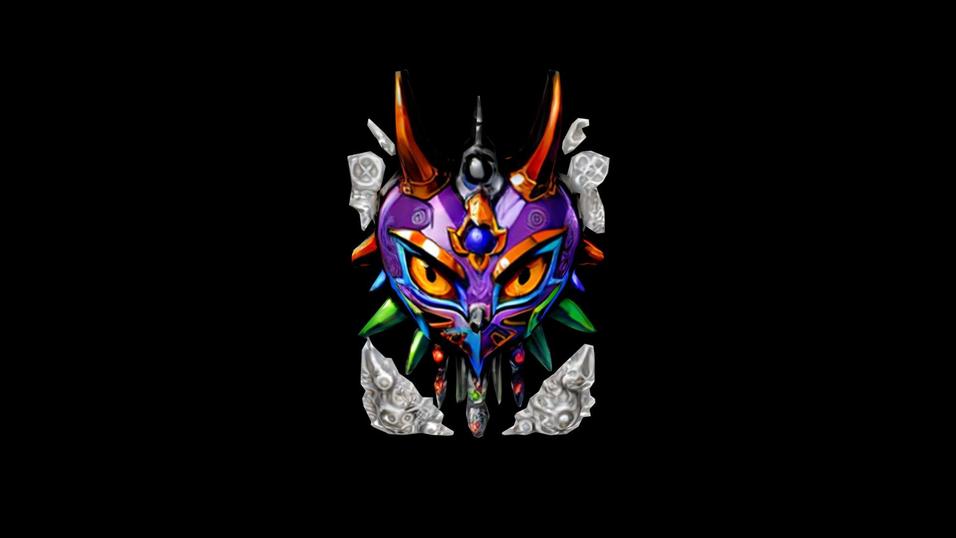 The fierce, demonic mask with a blue-green mouth - Download Free 3D ...