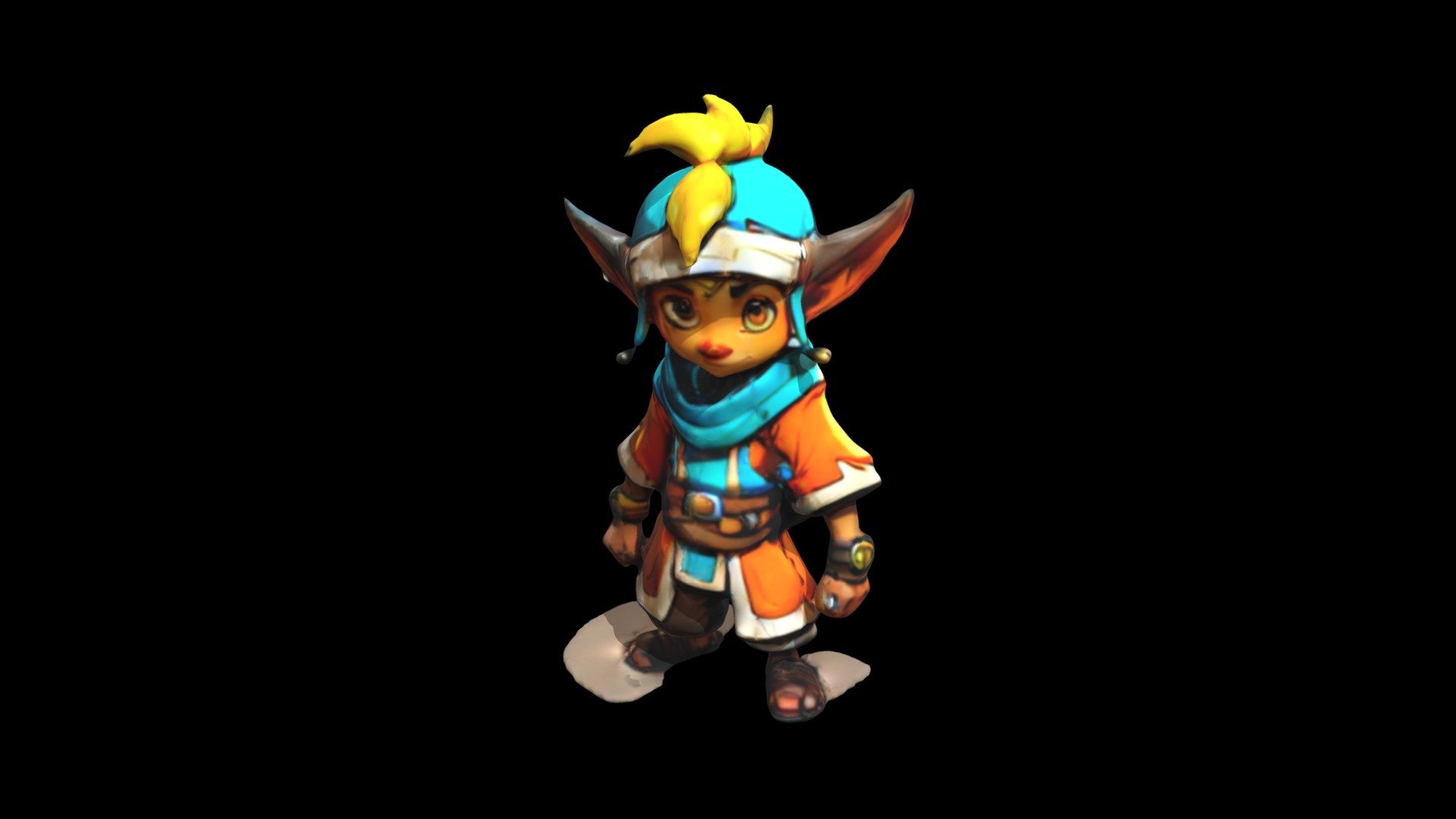 a cartoon character wearing a blue and orange - Download Free 3D model ...