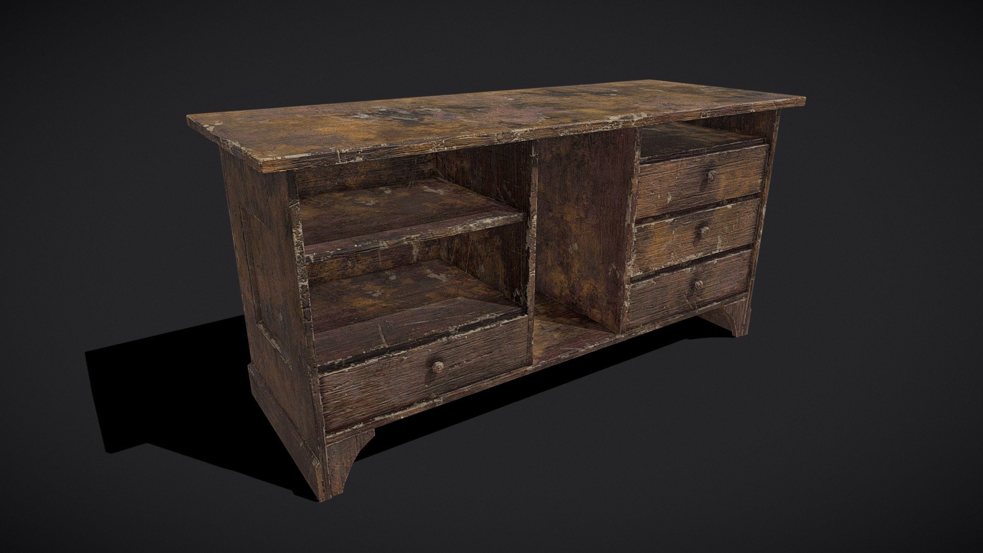 Rustic Wooden Dresser Drawers - Buy Royalty Free 3D model by ...