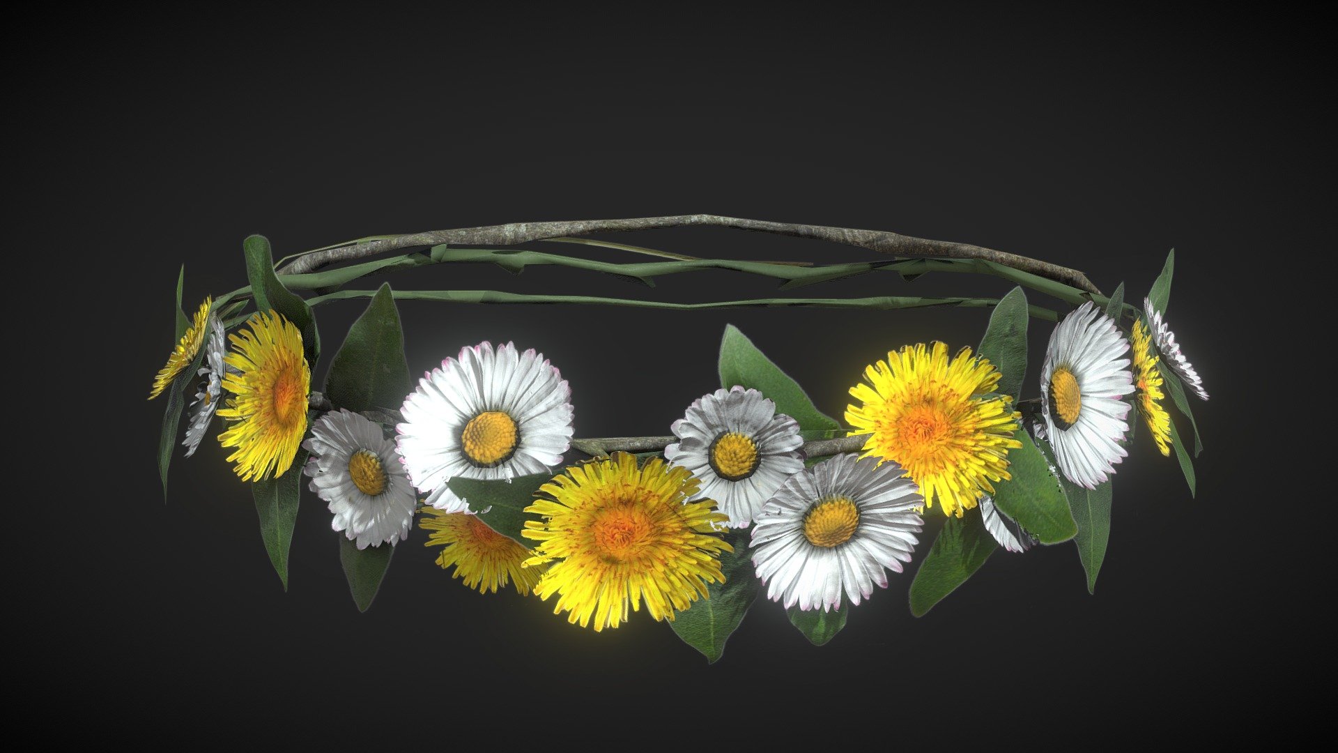 Dandelion Daisy Flower Crown - low poly - Buy Royalty Free 3D model by ...