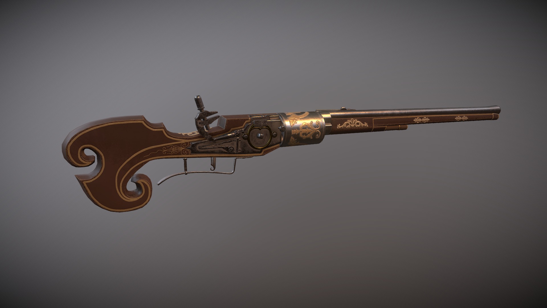 Decorated wheel lock revolving carbine - 3D model by Hermance Gauthier ...