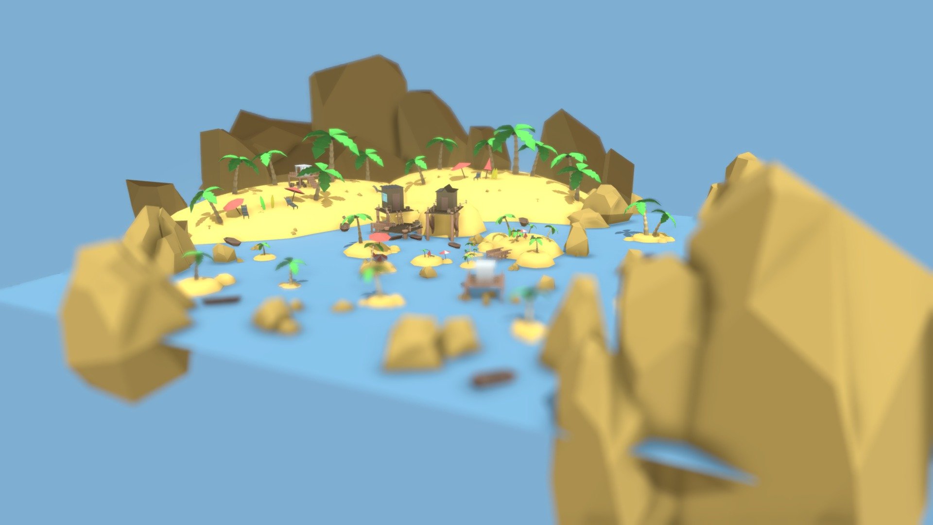 Low poly Beach - 3D model by Kaiozero (@xaukmegazord) [1b1d576] - Sketchfab