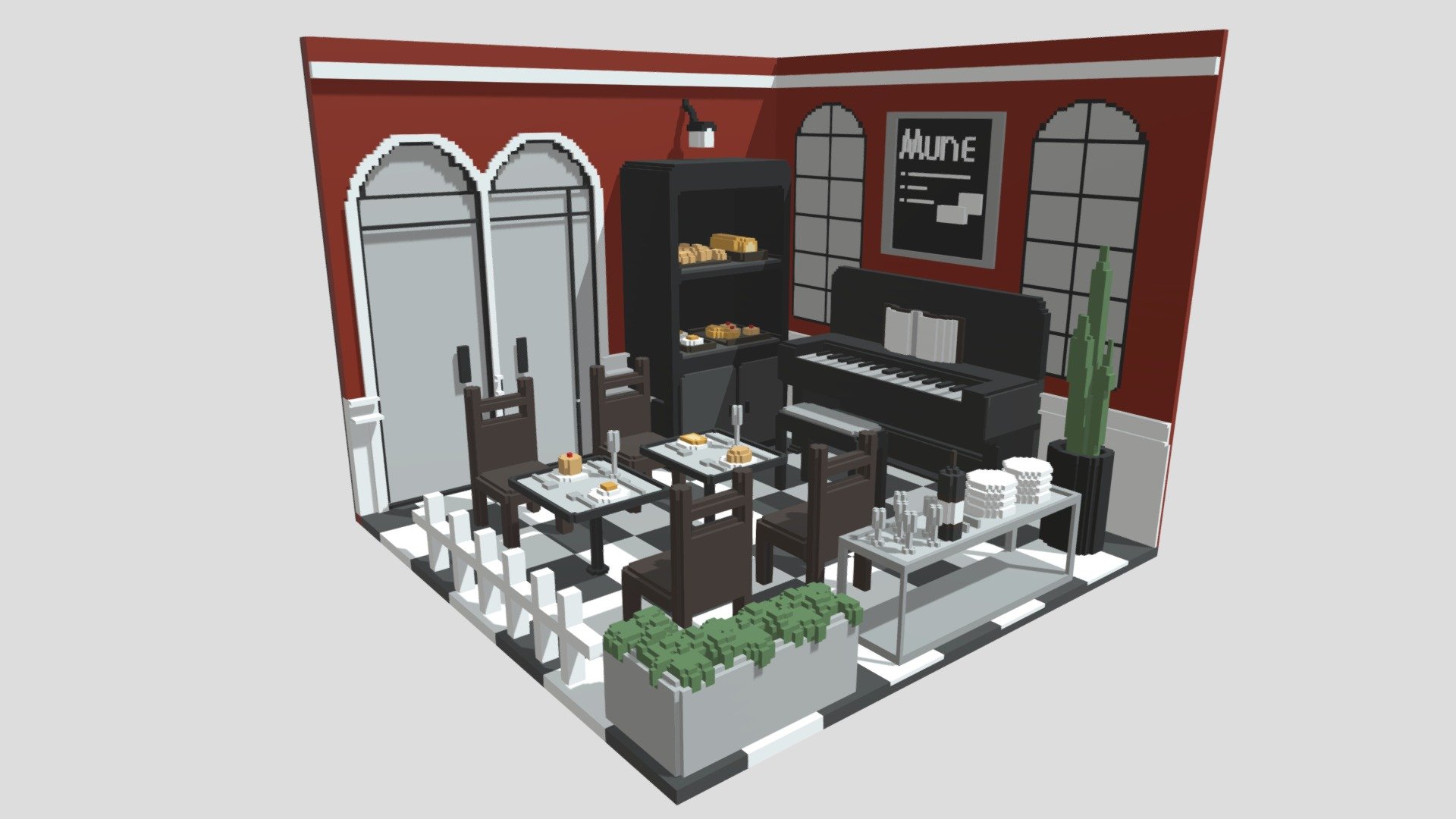 voxel restaurant - 3D model by vasK (@zhaoyu6019) [1b47bf5] - Sketchfab