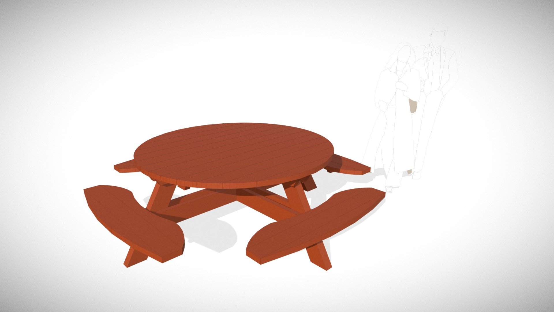 Round Wooden Picnic Tables (Attached Benches) - 3D model by Jelomat ...