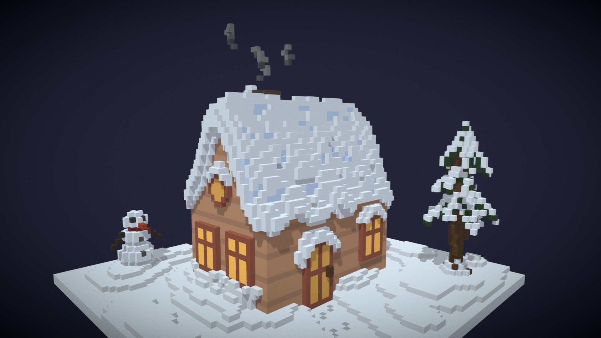 house covered in snow - 3D model by ice La77e (@iceLa77e) [1b68b07 ...