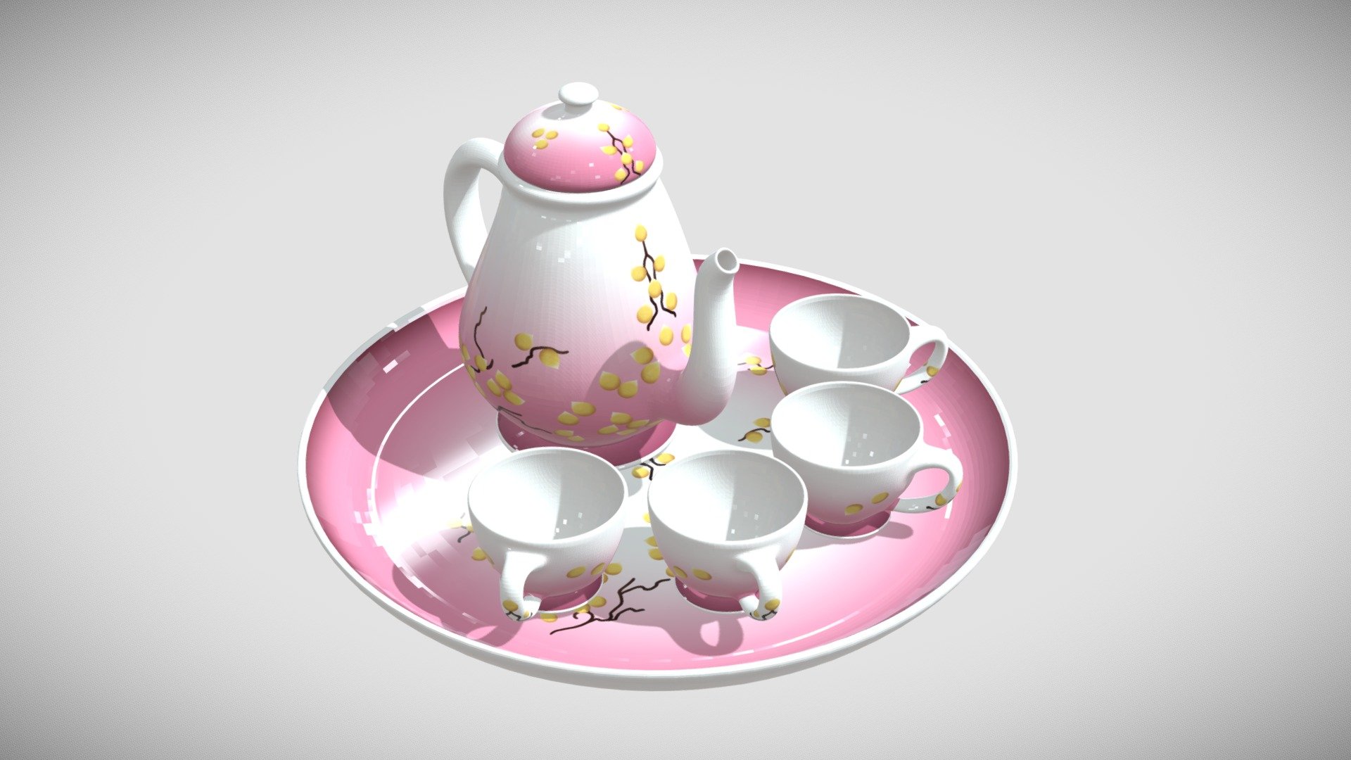 Tea set [1] -- sweet and colors - Buy Royalty Free 3D model by ...