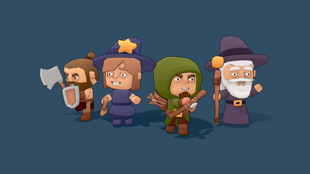 Square Head Characters and Assets - A 3D model collection by ...