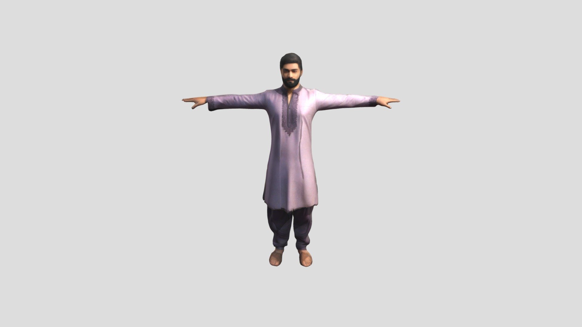 pakistani salwar kameez man with beard - Download Free 3D model by ...