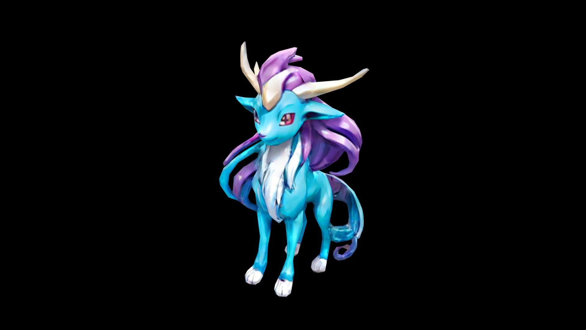 "The Joyful Azure Purple Creature with Cartoonis - Download Free 3D ...