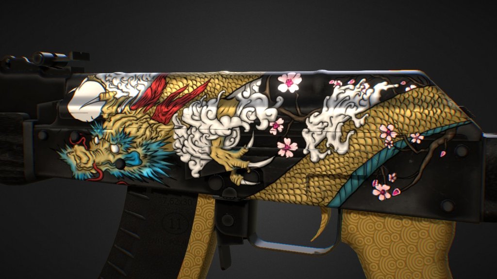 AK-47 | Dragon Gold - 3D model by bymerpro [1b75c2e] - Sketchfab