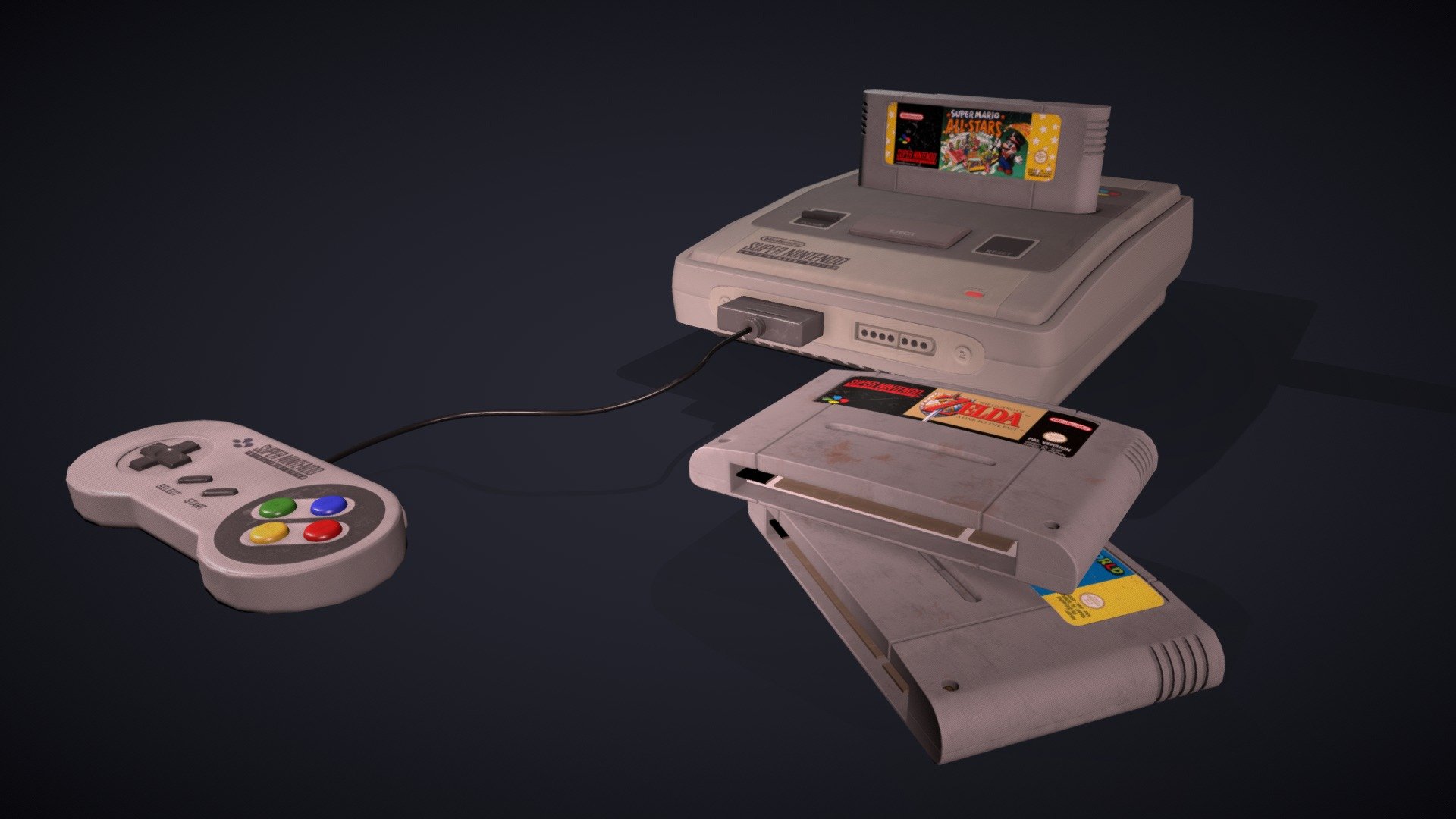 Super Nintendo Entertainment System (SNES) - Buy Royalty Free 3D model ...