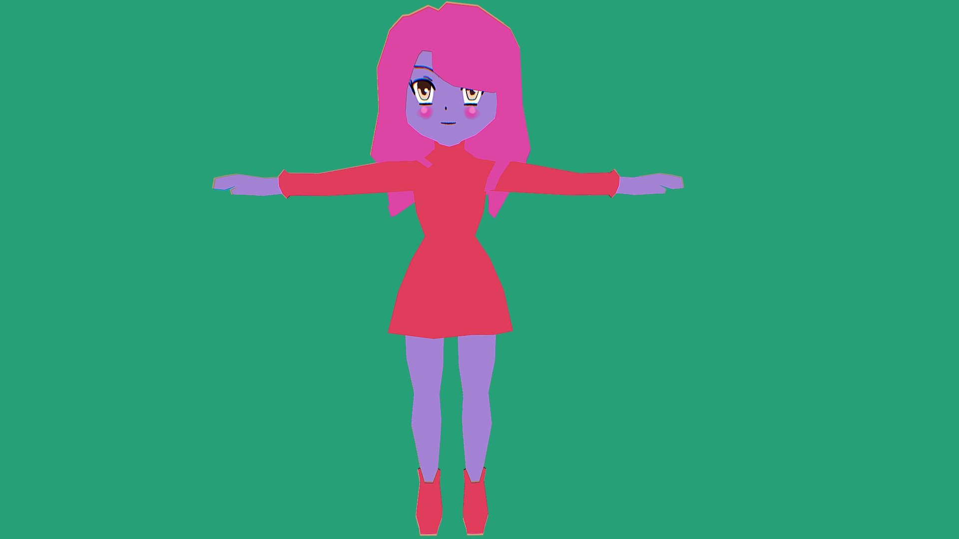 pink anime low poly girl - 3D model by sydnorth [1b7902b] - Sketchfab