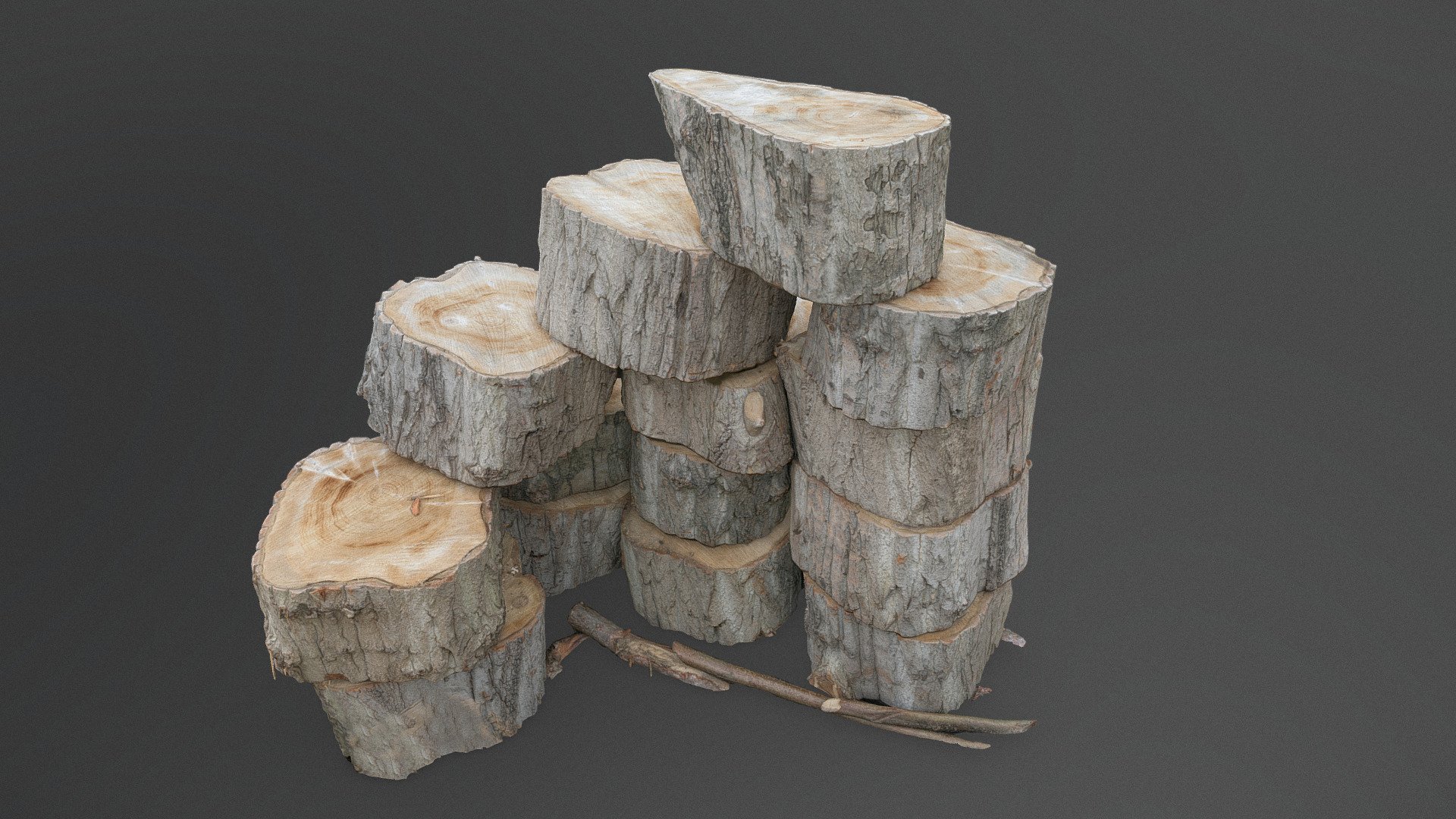Aspen treen stumps logs stack - 3D model by matousekfoto [1b9af77 ...